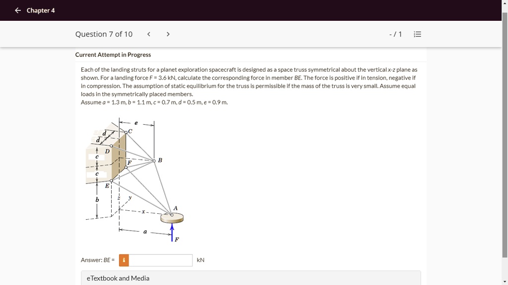 SOLVED: Each of the landing struts for a planet exploration spacecraft ...