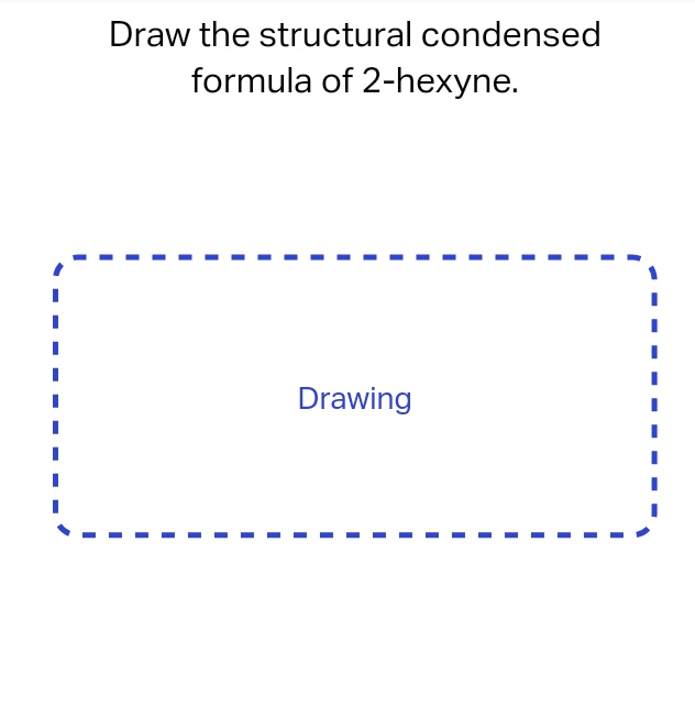 Draw the structural condensed formula of 2-hexyne.