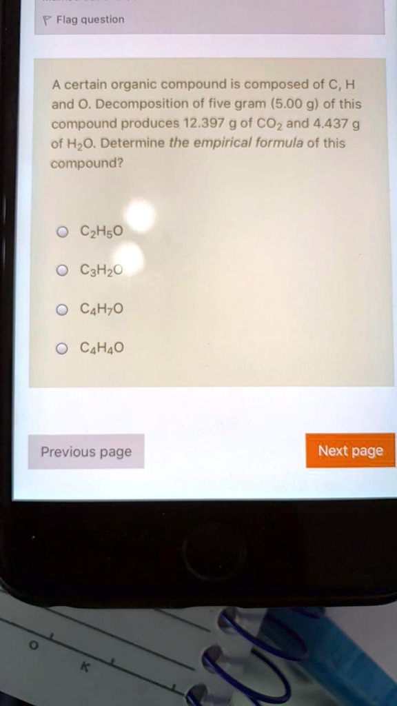 SOLVED:Fllag question A certain organic compound is composed of C, H ...