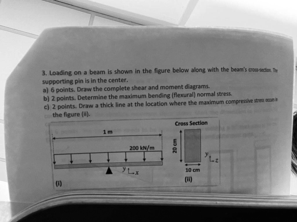 3. Loading on a beam is shown in the figure below along with the beam's cross-section. The ...