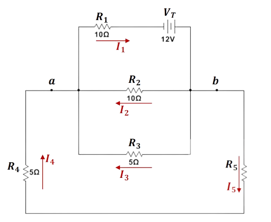 SOLVED: Find, (a) the potential difference between points 𝑎 and 𝑏, and (b) each current passing ...