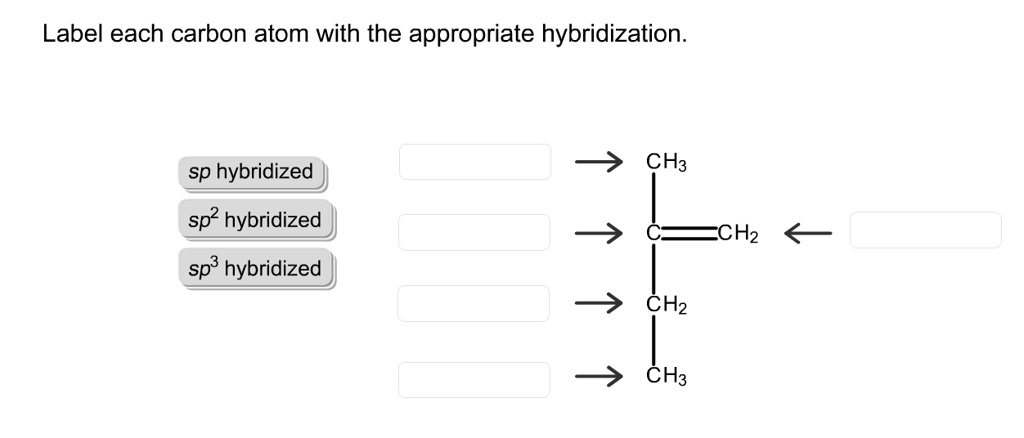 label each carbon atom with the appropriate hybridization sp hybridized ... label each carbon atom with the appropriate hybridization sp hybridized ...