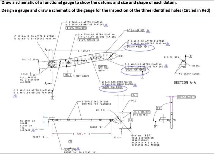 SOLVED: Draw a schematic of a functional gauge to show the datums and ...