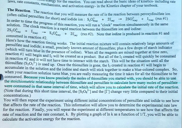 SOLVED: l2ws; rate constants. clergy for [be reaction: You can nead about the pasic Ideas 0f ...