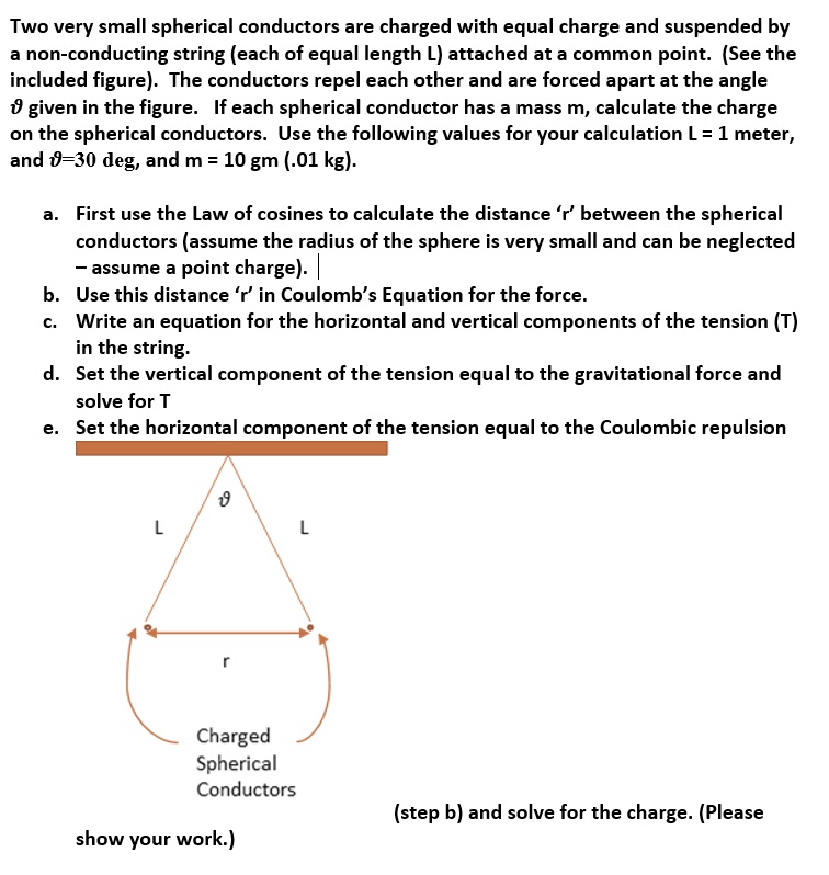 two very small spherical conductors are charged with equal charge and ...