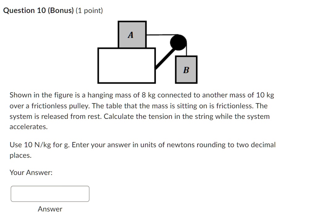 SOLVED: Question 10 (Bonus) (1 point) Shown in the figure is a hanging ...