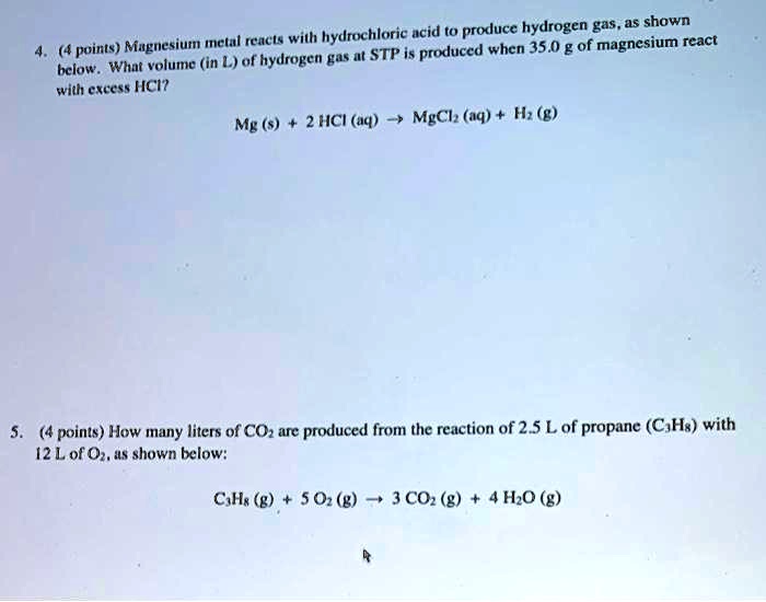 SOLVED: Magnesium metal reacts with hydrochloric acid to produce hydrogen gas, as shown below ...
