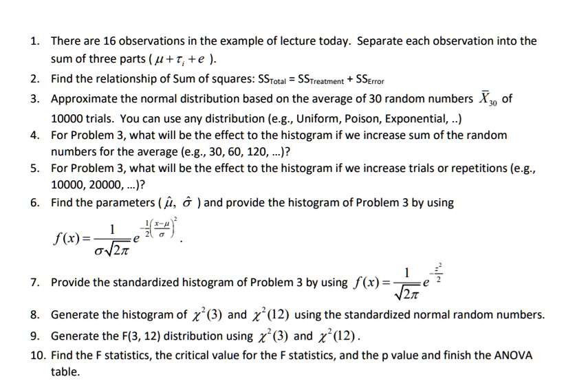SOLVED:There are 16 observations in the example of lecture today ...