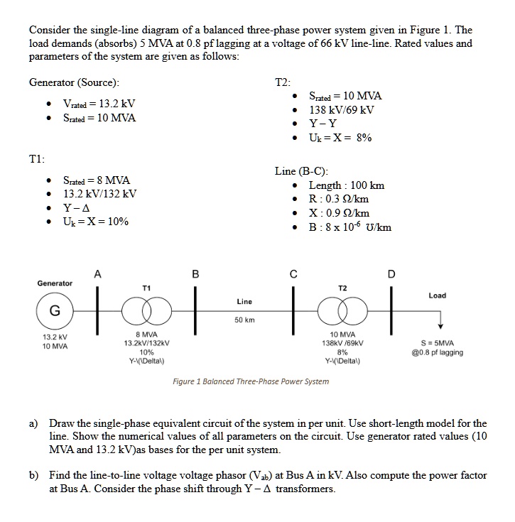 consider the single line diagram of a balanced three phase power system given in figure 1 the ...