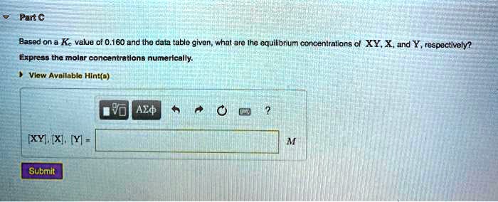 SOLVED: Based on a Kc value of 0.180 and the data table given, what are the equilibrium ...
