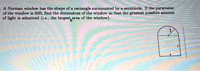 SOLVED: A Norman window has the shape of a rectangle surmounted by a ...