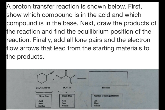 proton transfer reaction is shown below first ishow which compound is ...