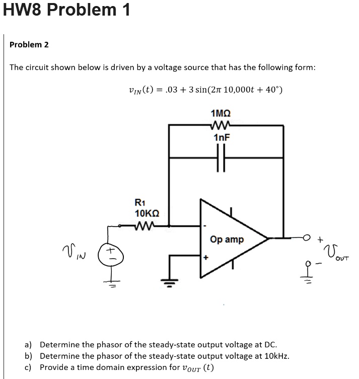 HW8 Problem 1 Problem 2 The circuit shown below is driven by a voltage source that has the ...