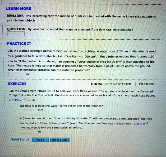 SOLVED:LEARN MORE REMARKS It'$ Interesting that the motlon of flulds ...