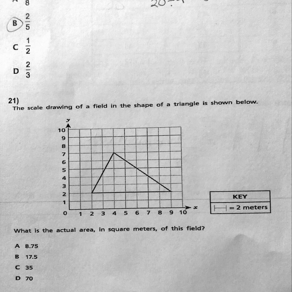 SOLVED: The scale drawing of a field in the shape of a triangle is ...
