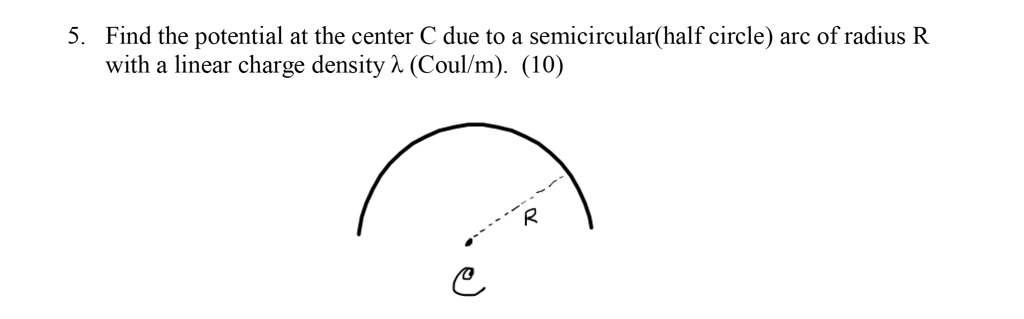 SOLVED: Find the potential at the center C due to a semicircular (half ...