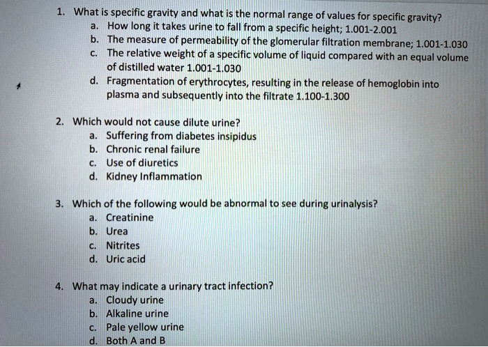 What is specific gravity and what is the normal range of values for ...