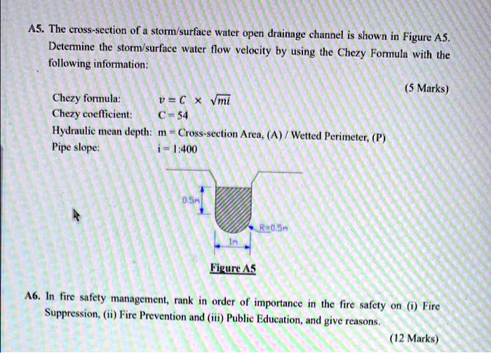 A5. The cross-section of a storm/surface water open drainage channel is ...