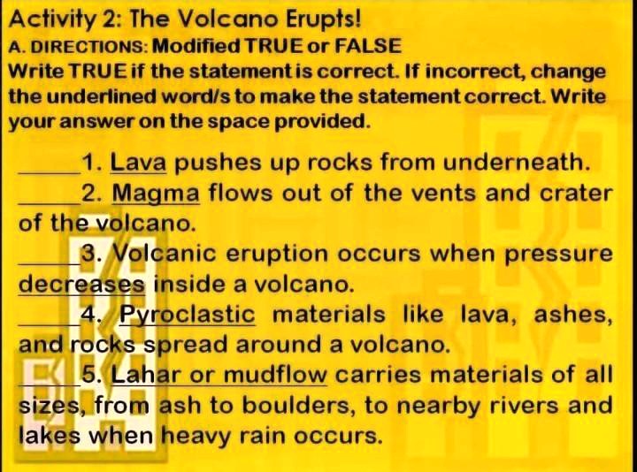 modified true or false write true if the statement is correct if incorrect change the underlined ...