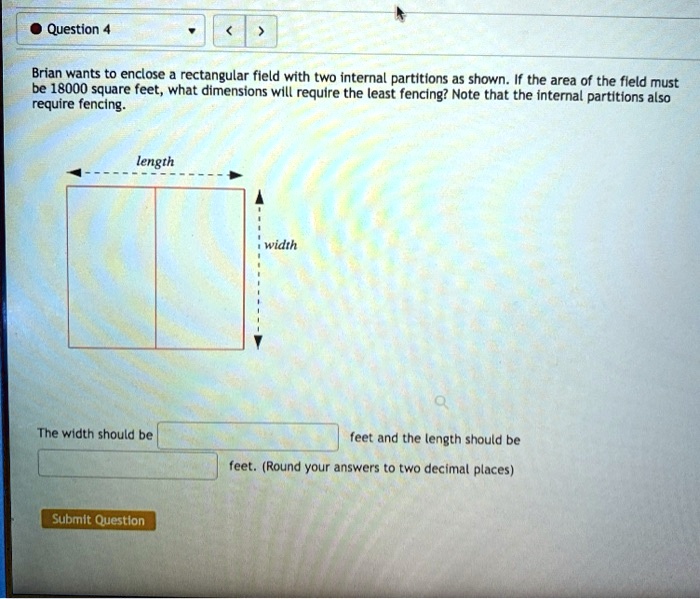 Brian Wants To Enclose A Rectangular Field With Two Internal Partitions