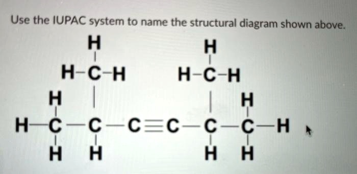 SOLVED: Use the IUPAC system to name the structural diagram shown above H H H-C-H H-C-H H H H H H H