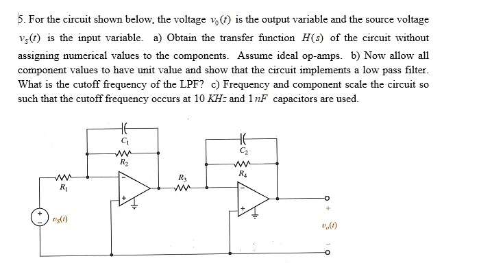SOLVED: 5. For the circuit shown below, the voltage v. (t) is the output variable and the source ...