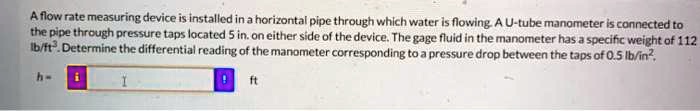 SOLVED: A flow rate measuring device is installed in a horizontal pipe through which water is ...