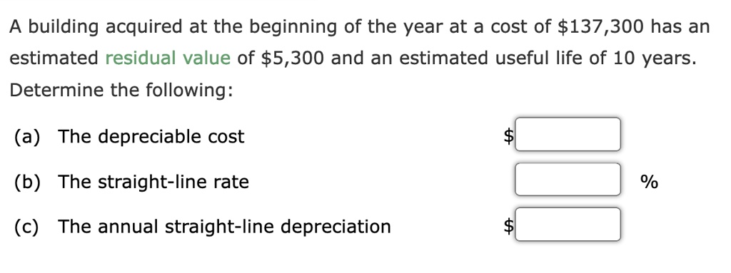 SOLVED: A building acquired at the beginning of the year at a cost of ...