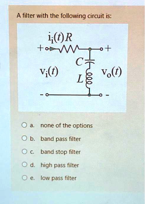 SOLVED: A filter with the following circuit is: i(t)R + âˆž M