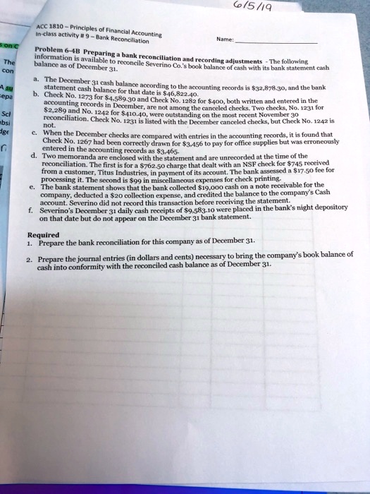 ACC 1810—Principles of Financial Accounting In-class activity #9—Bank ...