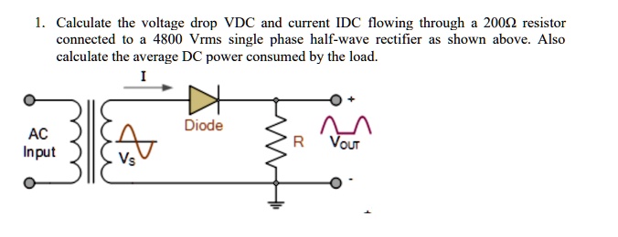 1. Calculate the voltage drop VDC and current IDC flowing through a 200Ωresistor connected to a ...