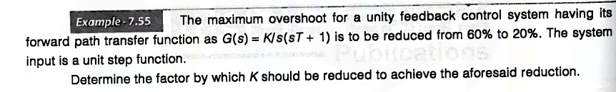 The maximum overshoot for a unity feedback control system, with its ...