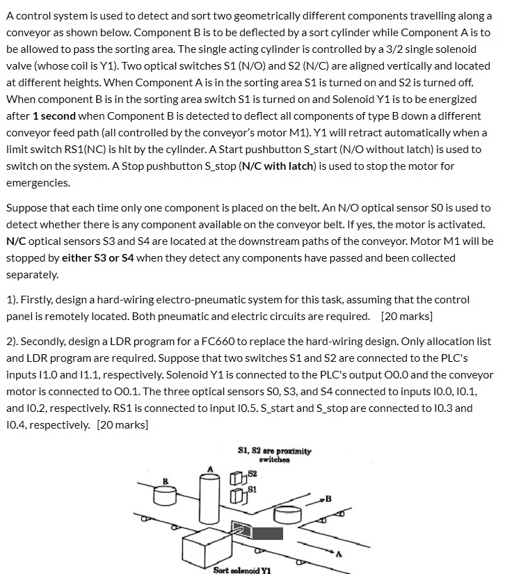 Solved A Control System Is Used To Detect And Sort Two Geometrically Different Components 0049