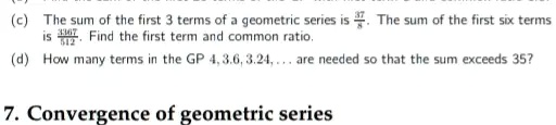 SOLVED: The sum of the first t terms of a geometric series is given by ...