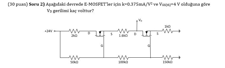 SOLVED: In the circuit below, how many volts is the VD voltage, since k ...