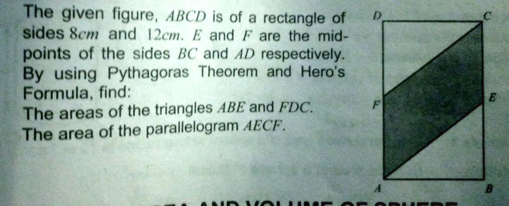 SOLVED: The given figure , ABCD is of a rectangle of sides Scm and Acm ...