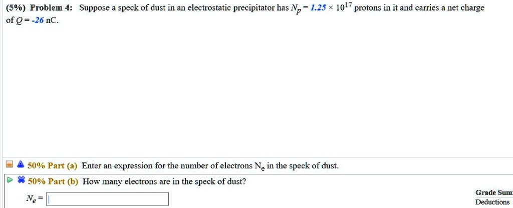 SOLVED: Problem 4: Suppose a speck of dust in an electrostatic ...