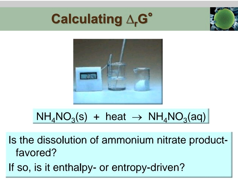 SOLVED: Calculating 4Gs NH4NO3(s) + heat NH4NO3(aq) Is the dissolution of ammonium nitrate ...