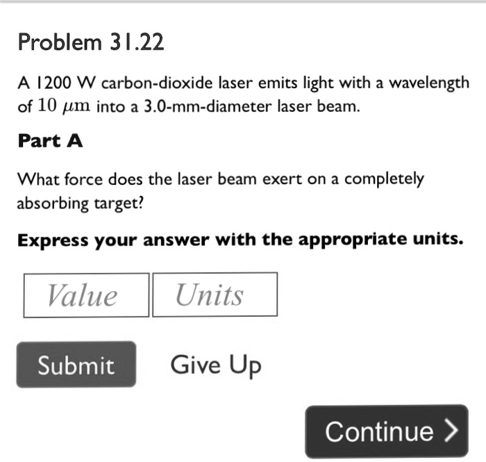 problem 3122 a i200 w carbon dioxide laser emits light with a ...