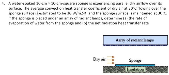 A water-soaked 10 cm x 10 cm square sponge is experiencing parallel dry ...