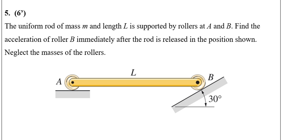 SOLVED: 5.(67) The uniform rod of mass m and length L is supported by ...