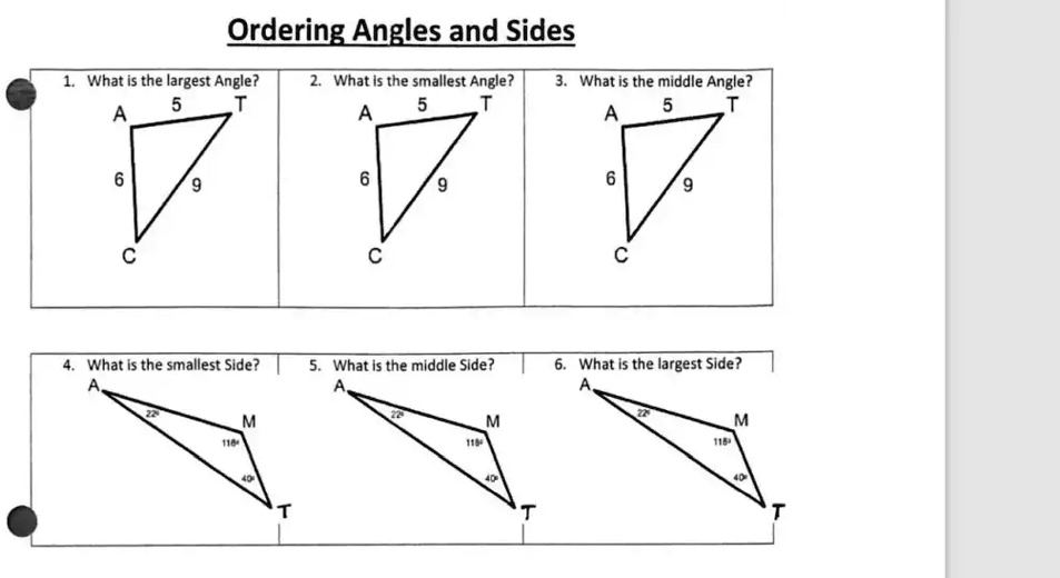 SOLVED: Ordering Angles and Sides What is the largest Angle? What Is ... SOLVED: Ordering Angles and Sides What is the largest Angle? What Is ...
