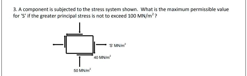 SOLVED: A component is subjected to the stress system shown: What is ...