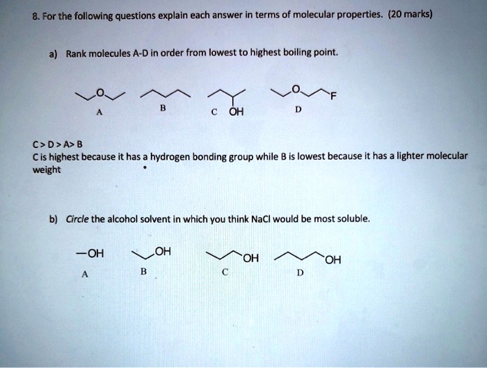 SOLVED:For the following questions explain each answer in terms of ...