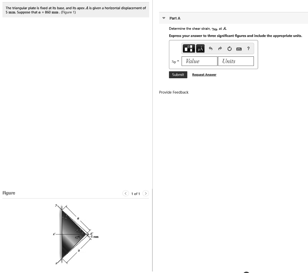 SOLVED: The triangular plate is fixed at its base, and its apex A is ...