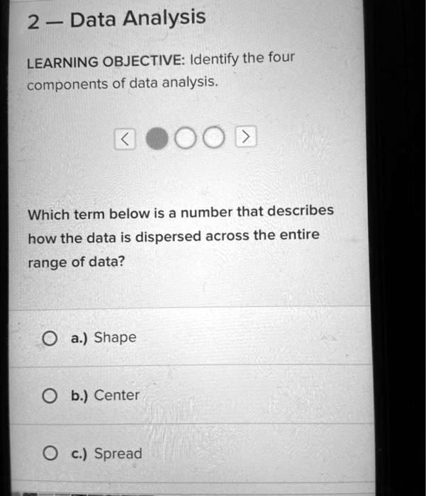 SOLVED:N Data Analysis LEARNING OBJECTIVE: Identify the four components ...