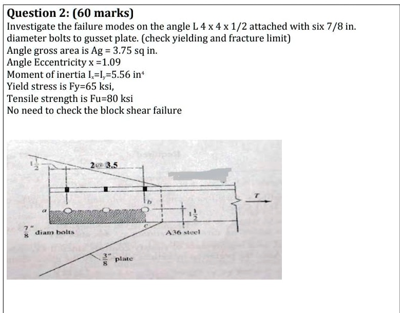 question 2 60 marks investigate the failure modes on the angle l 4x 4x ...