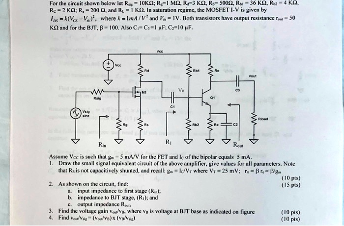 SOLVED: ANALOG ELECTRONIC MOSFET Rc=2K; R=200, and R=1K. In saturation regime, the MOSFET I-V is ...
