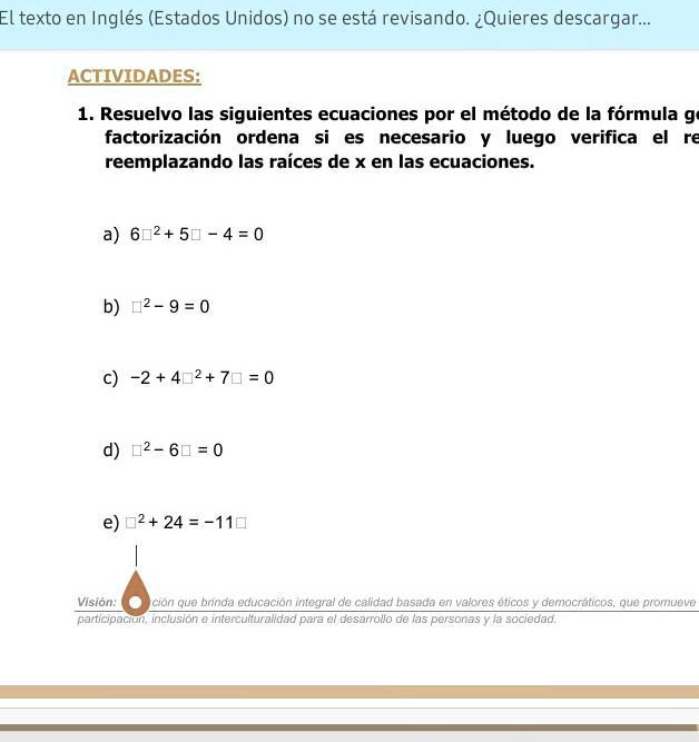 SOLVED: 1. Resuelvo las siguientes ecuaciones por el método de la ... SOLVED: 1. Resuelvo las siguientes ecuaciones por el método de la ...