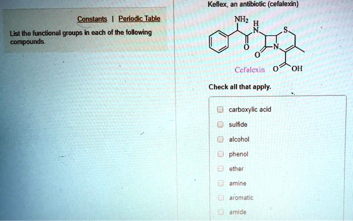 Constants | Periodic Table List the functional groups in each of the ...
